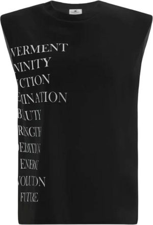 Elisabetta Franchi Femme, Tops, Noir, Taille: 42 FR T-shirt en jersey avec imprim&eacute; de lettres