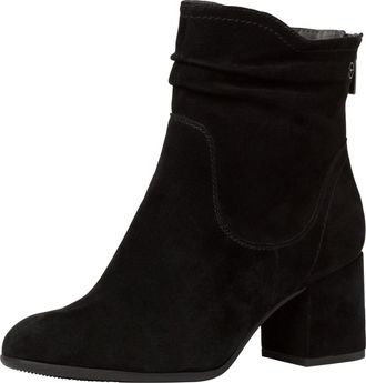 Tamaris COMFORT Damen Stiefeletten mit Absatz aus Wildleder Blockabsatz Comfort Fit, Schwarz (Black), 37 EU