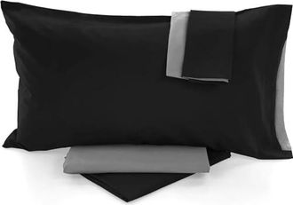 Bassetti Bettwäsche-Set für Doppelbett, Pop Color Double, Bettwäsche, 100% Baumwolle, Rauchgrau, 240 x 280 cm