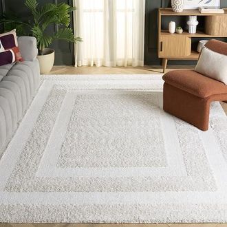 Safavieh Zottelig Teppich f&uuml;r Wohnzimmer, Esszimmer, Schlafzimmer - Florida Shag Collection, Hoher Flor, Creme und Creme, 244 X 305 cm