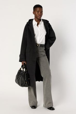 Gerard Darel Manteau mi-long &agrave; capuche en laine - MARIAM - anthracite