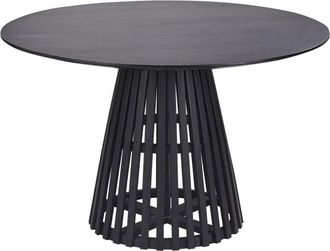Beliani Beliani - Table &agrave; Manger Ronde Moderne pour 4 Personnes 120 cm Plateau Bois dH&eacute;v&eacute;a Noir Mesilla