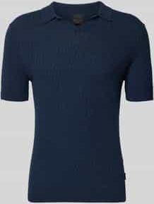 Bugatti Slim Fit Strick-Poloshirt mit Strukturmuster