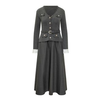 Self Portrait Midikleid - - Dresses - Damen - Grau - XS
