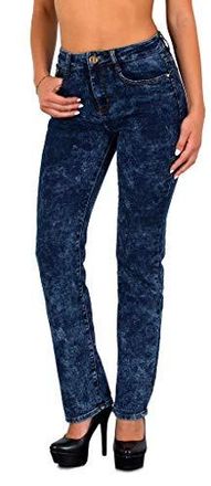 ESRA Jean Femme Pantalon en Jean Femme Straight-Fit Jeans Taille Haute Grandes Tailles G200