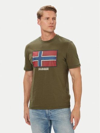 Napapijri T-Shirt S-Flag Tiki Ss NP0A8A6IG1F1 Dunkelgr&uuml;n Regular Fit