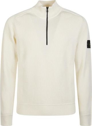 Stone Island Homme, Pulls, Blanc, Taille: M Basic Half Zip Sweater