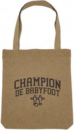 Fabulous Sac Shopping Tote Bag Aspect Lin - Champion de Babyfoot Sport Foot Bar Ap&eacute;ro - Sac de Courses Toile Epaisse 360g Beige Naturel Cabas Port&eacute; Epaule Soli
