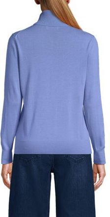 Lands End Feinstrick-Rollkragenpullover aus Baumwolle, Damen, Gr&ouml;&szlig;e:40-42 regular, Blau, Baumwolle, by Lands End