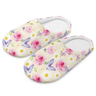 Coloranimal Chaussons de spa pour invit&eacute;s - Jetables et r&eacute;utilisables - Antid&eacute;rapants - Bout ferm&eacute;, Papillon rose rose, 38.5/39.5 EU