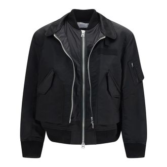 sacai Baumwoll-Chino- und Nylon-Twill-Doppeljacke - - Jackets - Damen - Schwarzk - S