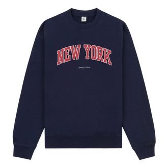 Sporty & Rich Femme, Sweatshirts et sweats à capuche, Bleu, Taille: 40 FR SweaT-shirt Col Rond Bleu Marine