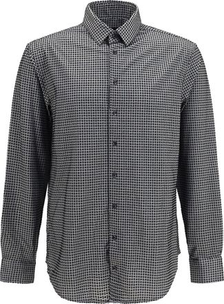 Giorgio Armani Geometric Flock Print Cotton Shirt - Gray