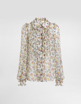 Dolce & Gabbana Small Floral-print Chiffon Shirt - Frau Blusen Und Tops Multicolor 38
