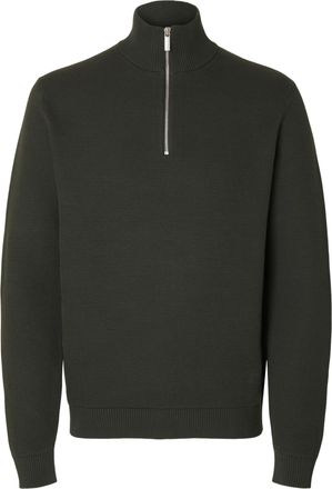 Selected SELECTED FEMME Herren Slhdane Ls Knit Structure Half Zip Noos, Deep Forest, S EU