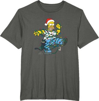 The Simpsons Unisex Erwachsene T-Shirt: Klassisch, Langarm, Schwarz, S, V-Ausschnitt, Double-Stitched Hem, Cartoon, Weihnachten