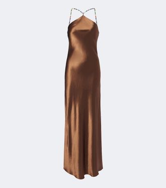 Staud Slipkleid Cedence aus Satin mit Zierperlen