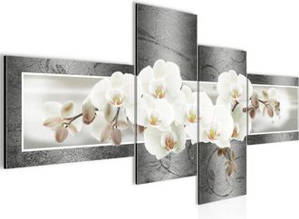 Runa Art Bild XXL 4 Teilig Blumen Orchidee 200 x 100 cm Kunstdruck auf Vlies Leinwand Wanddeko Wohnzimmer Schlafzimmer 203541c