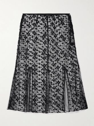 Kiki De Montparnasse Jupe Midi En Tulle À Broderies - Noir