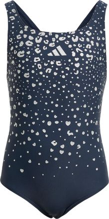 adidas Unisex Kids Badeanzug mit V-f&ouml;rmigem R&uuml;ckendesign und Glitzer-Details f&uuml;r Kinder Aurora Ink 116
