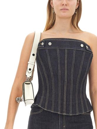 Alexander McQueen Bustier Cotton Tank Top - Denim
