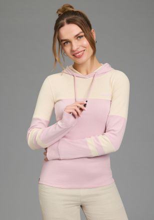 Kangaroos Kapuzenshirt KANGAROOS, Damen, Gr. 44/46, rose, beige, Rippware, Obermaterial: 100% Baumwolle. Einsatz: 90% Baumwolle, 10% Viskose, k&ouml;rpernah h&uuml;ftbede