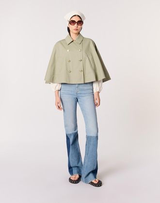 Maje Trench Court Effet Cape - Vert - Taille 3 - Maje