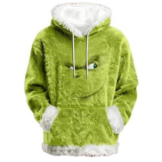 Generic Le Grinch Sweat A Capuche Femme Noel Pyjama Pulls Pilou Hiver Vetement Moche Sweet Plaid Deguisement Pull Oversize Costume Vêtements Noël De Femmes Sw