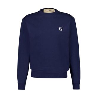 Valentino Garavani Homme, Sweatshirts et sweats à capuche, Bleu, Taille: L SweaT-shirt en coton avec écusson Chez Valentino