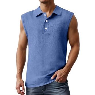 Generic T-shirt pour homme D&eacute;bardeur pour homme Grandes et grandes chemises sans manches Muscle Fitness Entra&icirc;nement Course Plage &Eacute;t&eacute; Boutonn&eacute; T-shirt Gilet, 