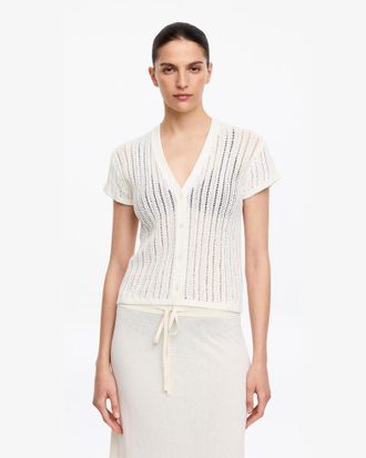 Arket Geh&auml;kelte Strickjacke -Wei&szlig;