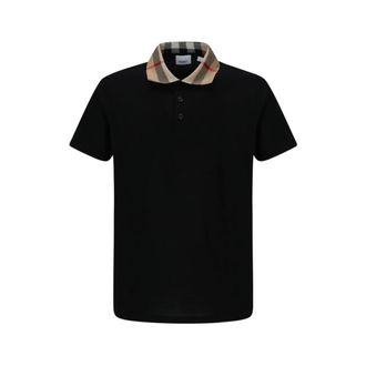 Burberry Homme, Tops, Noir, Taille: S Polo Cody avec Motif &agrave; Carreaux