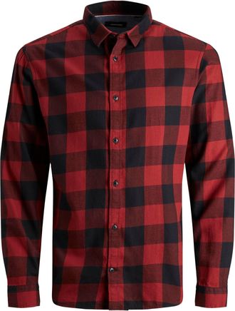 Jack & Jones Herren JJEGINGHAM Twill Shirt L/S NOOS Jjegingham Twill Shirt L/S Noos, Rot (Brick Red/Slim Fit), XS