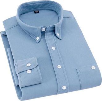 Generic Chemise &agrave; manches longues en coton pour homme - Automne et hiver - Couleur unie - Poche chaude, 76, Taille 5XL