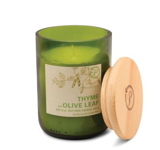 Paddywax Duftkerzen Eco Green Handwerkerkerze im recycelten Glasgefäß, 226 g, Thymian & Olivenblatt