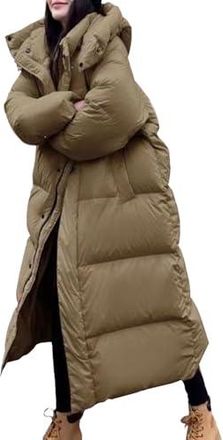 Generic Doudoune &agrave; capuche surdimensionn&eacute;e pour femme, manteau long tendance et &eacute;pais, doudoune chaude et d&eacute;contract&eacute;e