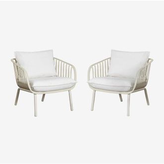 Sklum Sklum - Lot de 2 chaises de jardin Aradina en fer et polypropyl&egrave;ne Beige Lin
