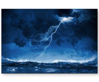 Paul Sinus Art Leinwandbilder | Bilder Leinwand 120x80cm stürmisches Meer bei Nacht