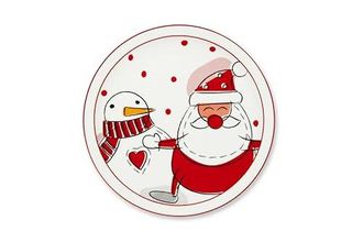 Excelsa Snowman Lot de 6 assiettes Panettone ou Pizza, 30,5 cm, porcelaine, d&eacute;coration de No&euml;l