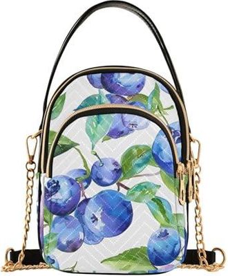 Mnsruu Sac à bandoulière pour femme, bleu myrtille, fruits bleus, sac à dos à bandoulière avec sangle réglable