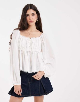 Levi's Boho-Oberteil im Milchm&auml;dchendesign in Wei&szlig;