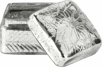 Loberon Glasbox Livrillac, Handgeschliffenes Schneeflocken-Muster, Glanzvolles Bauernsilber-Finish, Mundgeblasen, Weihnachtsdeko, Weihnachten, Glas, Silber