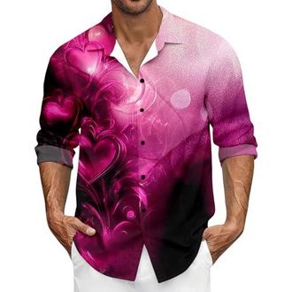 Generic Chemise &agrave; manches longues pour la Saint-Valentin 2026 - Imprim&eacute; coeur - &Eacute;l&eacute;gante robe d&eacute;contract&eacute;e avec design moderne et doux extensible au quotidien