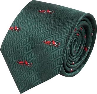 King & Priory Cravate de voiture brod&eacute;e &agrave; chevrons Vert fonc&eacute; Formule 1