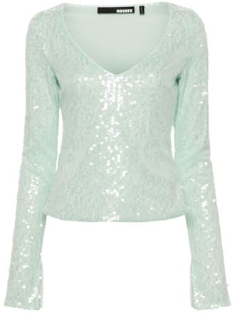 Rotate t-shirt en mesh brod&eacute; de sequins - Vert
