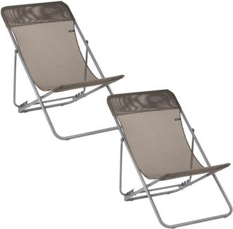 Lafuma Mobilier Lot De 2 Transats Jardin Pliants Multi-positions - Maxi Transat - Batyline Iso - Marron Graphite - Lafuma Mobilier