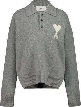 Ami Homme, Pulls, Gris, Taille: M De Coeur Polo Knit
