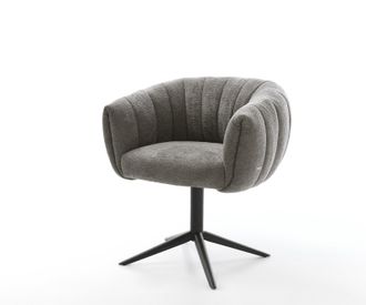 DELIFE Drehstuhl Jada-Flex Boucl&eacute; Soft Schlamm Fu&szlig;kreuz Schwarz 360&deg; drehbar Wippfunktion Taschenfederkern, Esszimmerst&uuml;hle