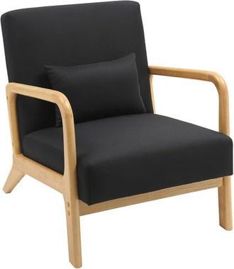 Clp Fauteuil Relax Hibbing - Fauteuil rembourr&eacute; en Tissu, Structure en Bois dh&eacute;v&eacute;a pour Le Salon et la Chambre &agrave; Coucher, Noir