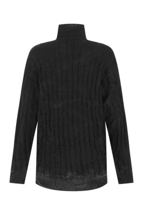 Balenciaga Womens Black Silk Blend Oversize Sweater 0100 Exterior: Lycra Maglieria
